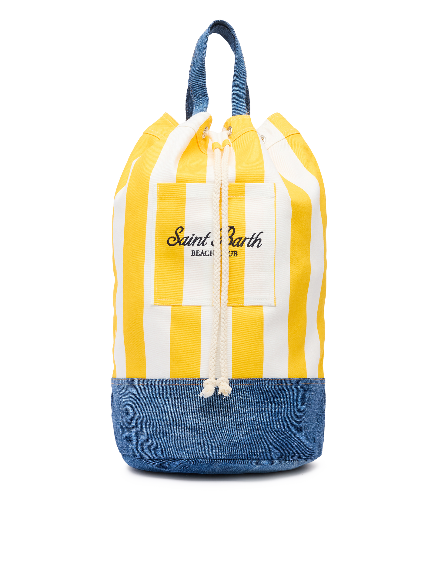 Beach Backpack with white and yellow striped print – MC2 Saint Barth