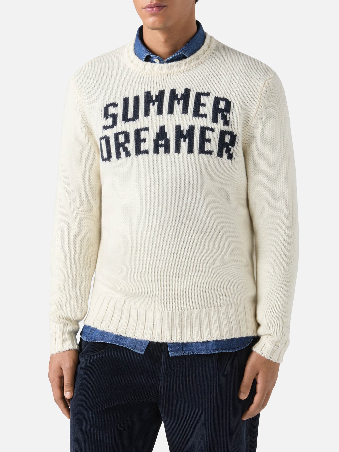 Bombardino blanco de cuello redondo con jacquard Summer Dreamers – MC2 ...