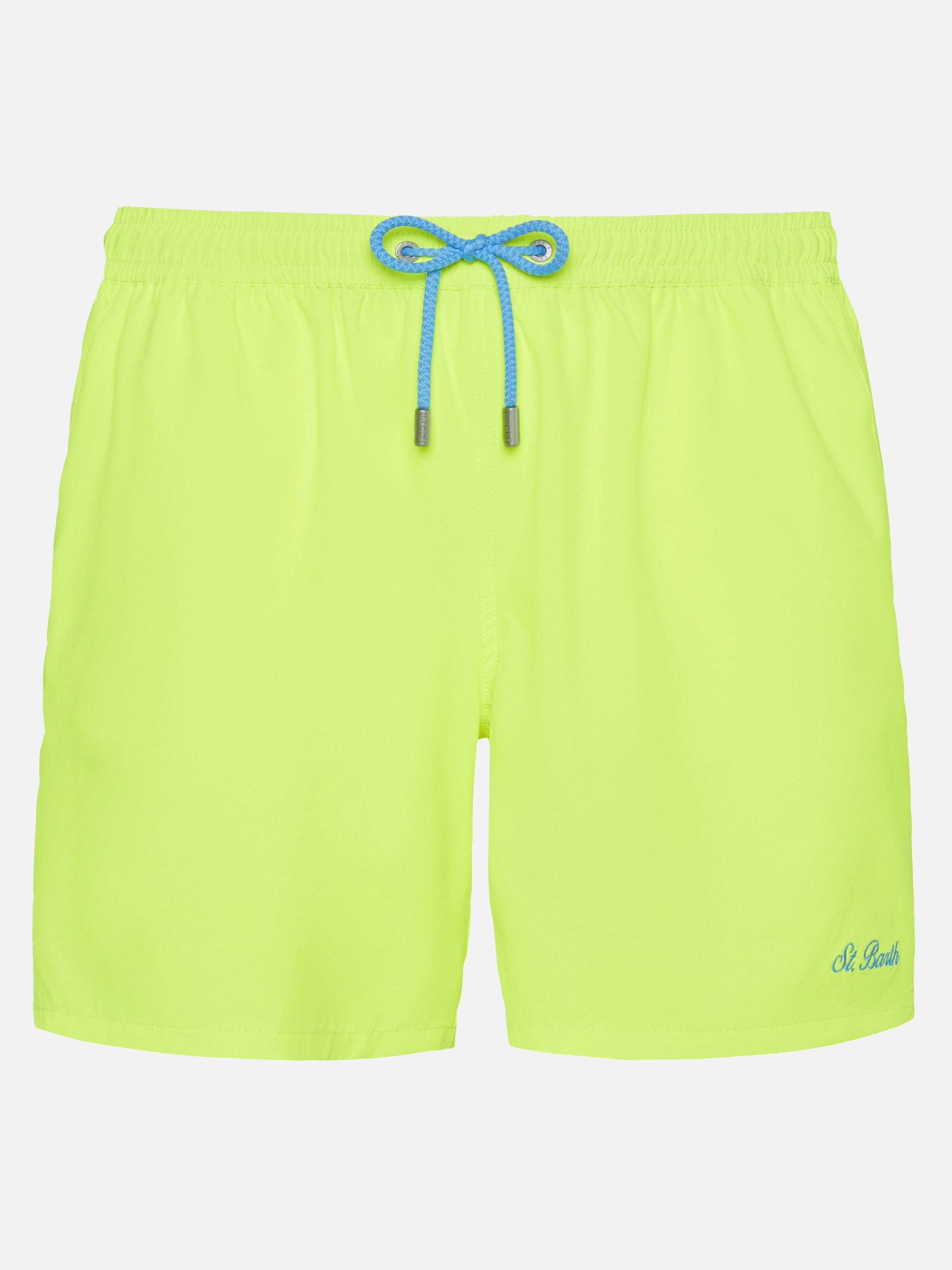 Fluo yellow Comfort swim shorts with St. Barth embroidery – MC2 Saint Barth