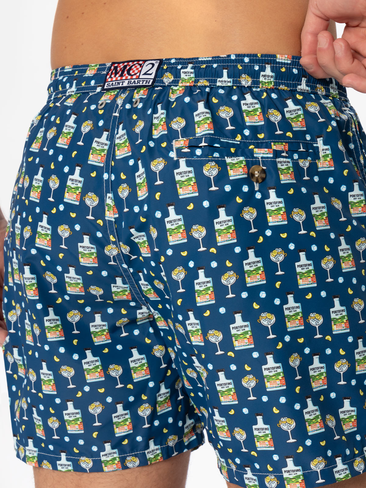 Man light fabric swim shorts with Portofino gin print | PORTOFINO DRY ...