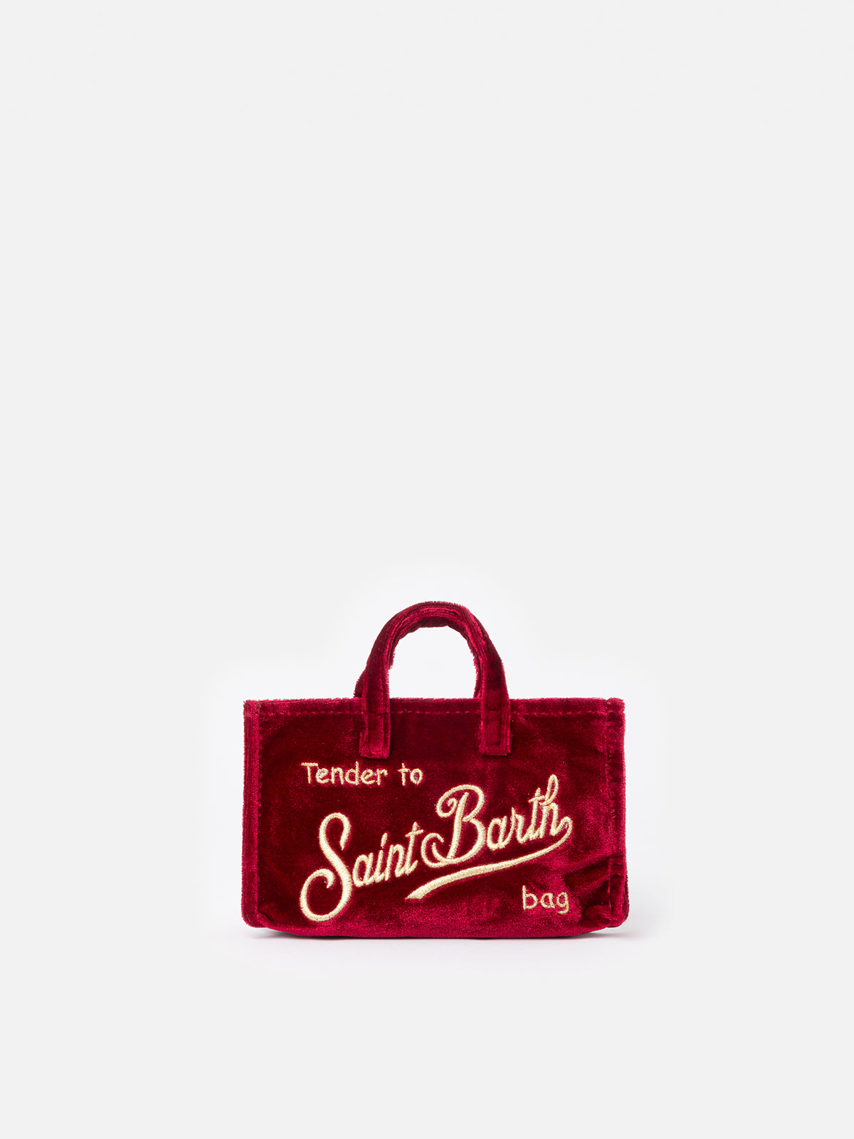 Burgundy velvet Phone Bag with Saint Barth logo embroidery – MC2 Saint ...