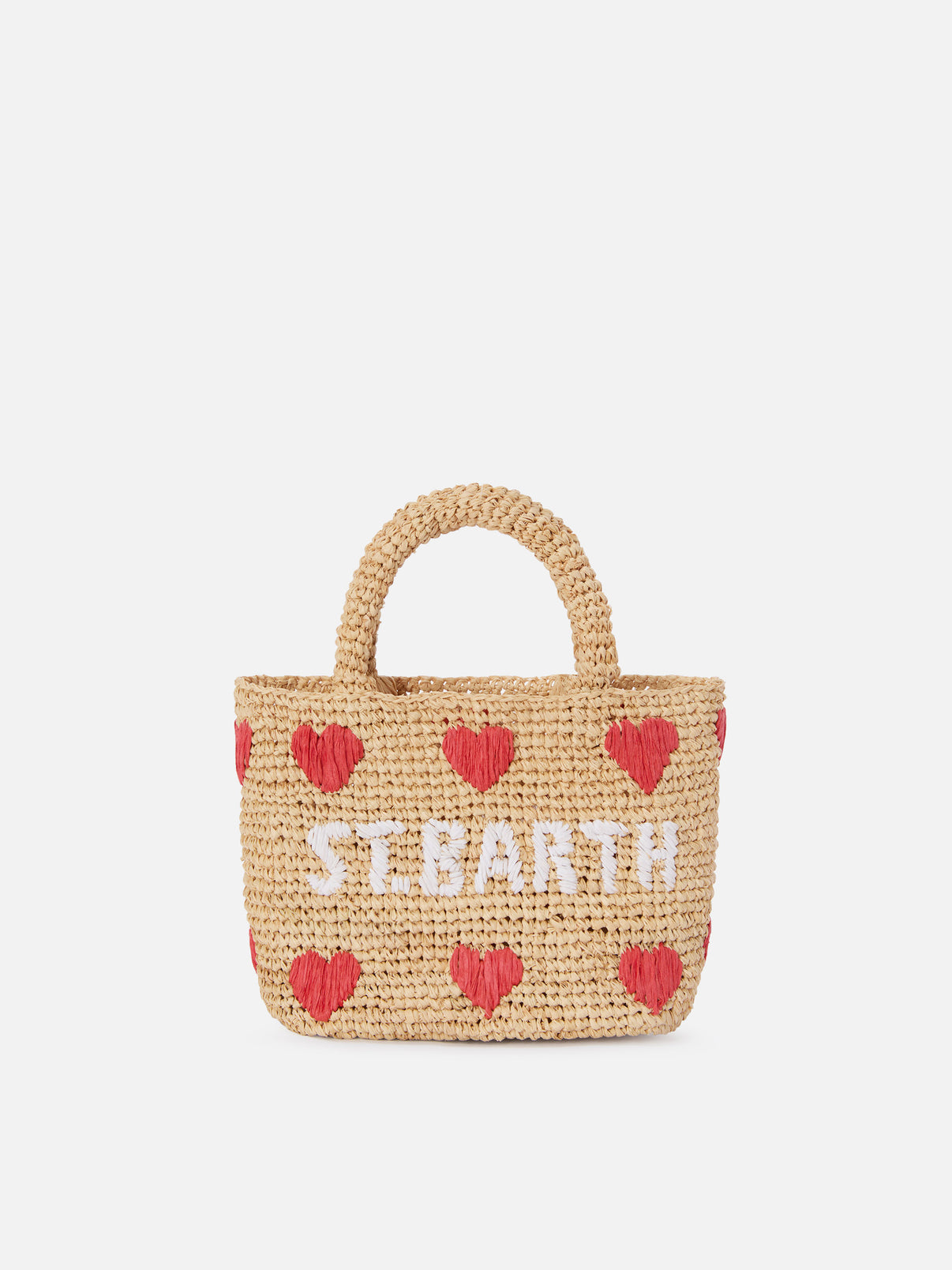 Beach mini raffia bag with embroidered hearts – MC2 Saint Barth