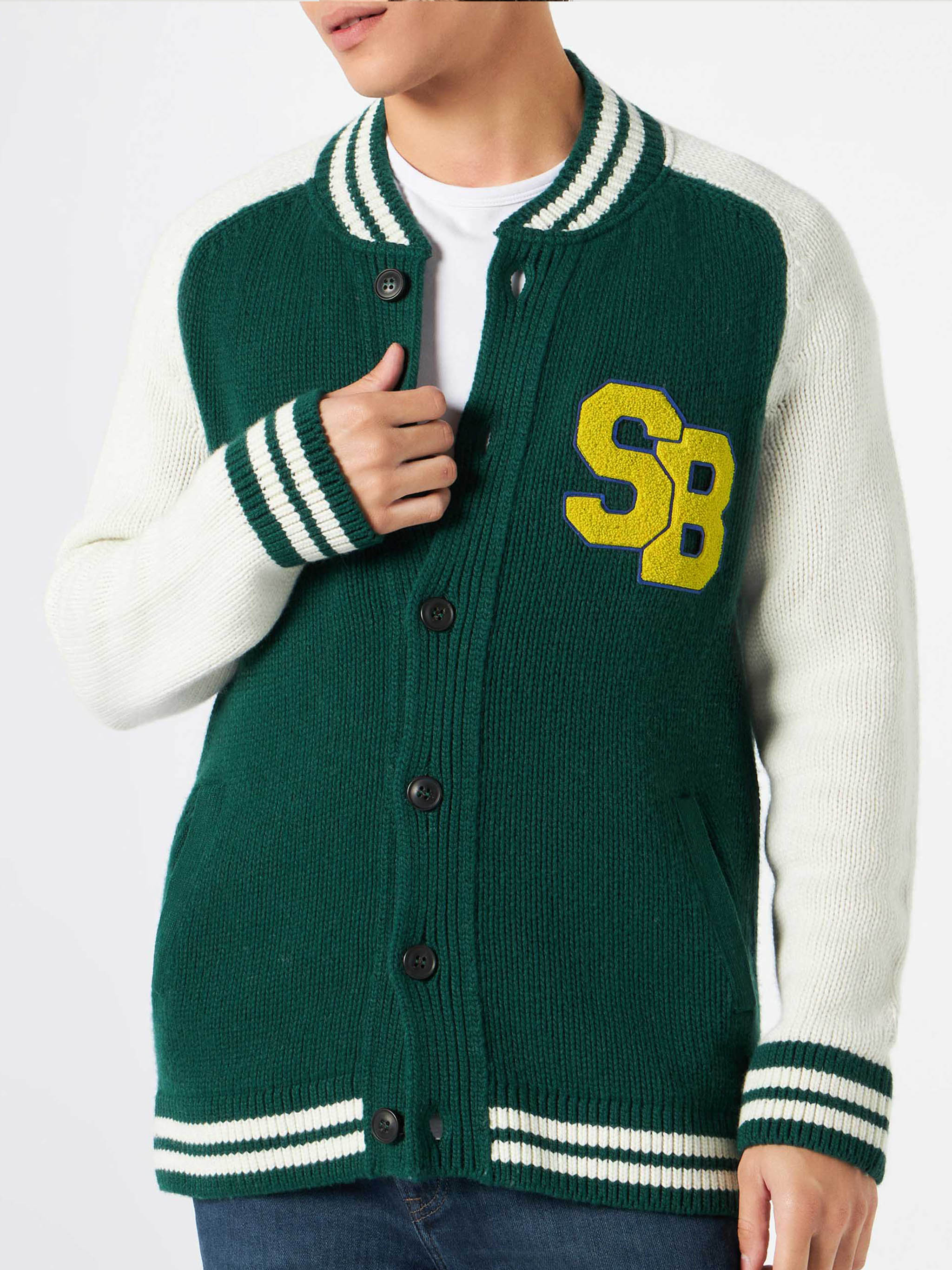 Green knit bomber college style Benjamin – MC2 Saint Barth