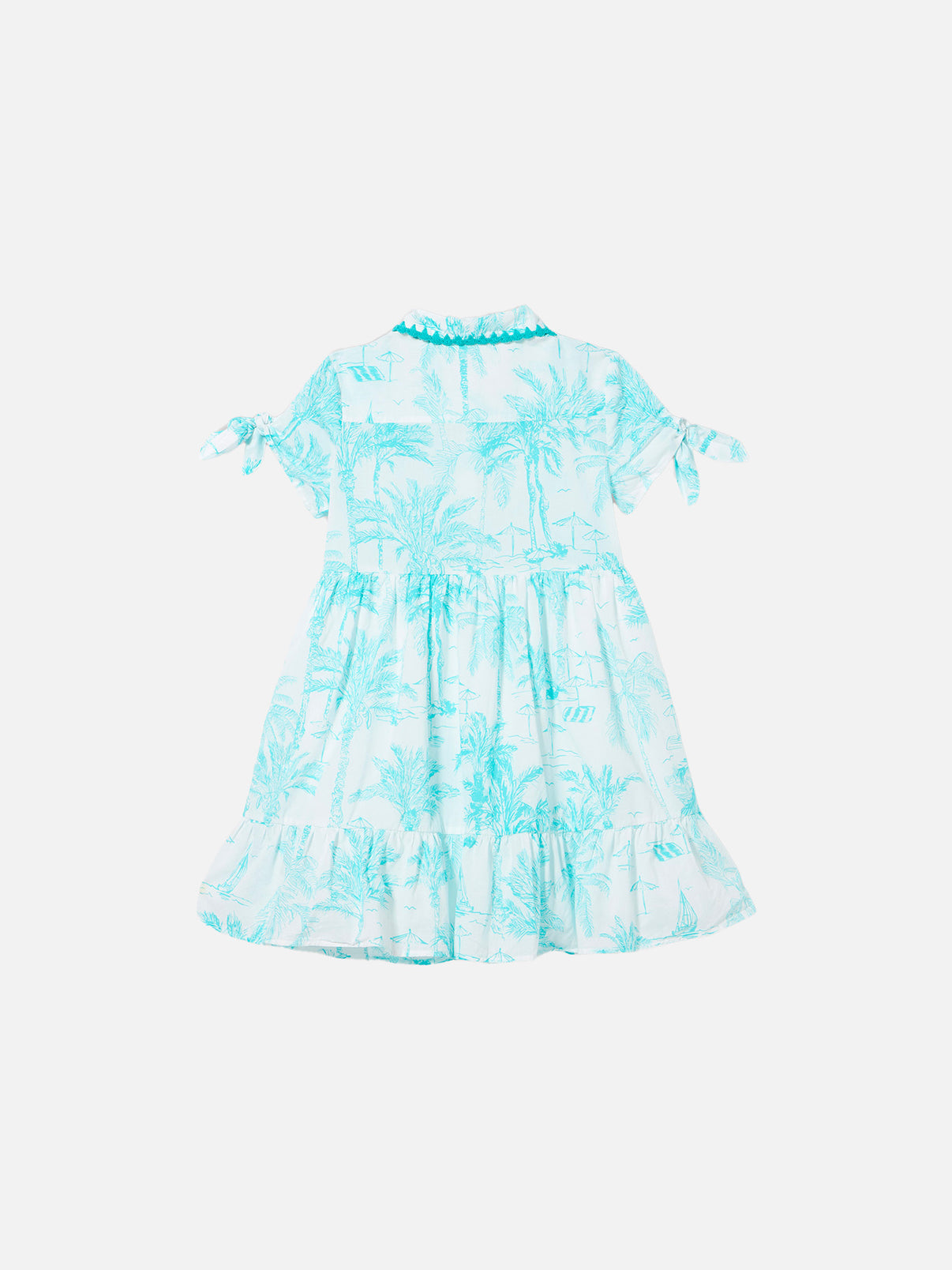 Robe fille avec motif toile de Jouy vert d’eau – MC2 Saint Barth